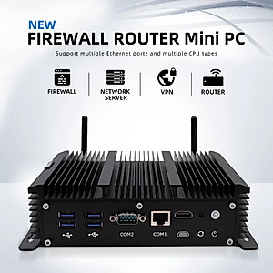Industrial Firewall Appliance Mini PC, 6 2.5Gbe Lan, Network/Router, Core i7 10510U, Windows 10 pro, 32GB DDR4 RAM 512GB SSD, HD, 2* COM, i225 Nics, Wifi model, SIM Card slot, AES-NI, Small Computer