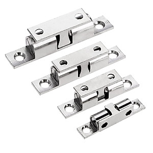 DDXPT 1Pc Silver 42/50/60/70mm Brass Touch Beads Lock Door Spring Clip Cabinet Door Catches Double Ball Catch Home Cupboard Door Latch (Size : L)