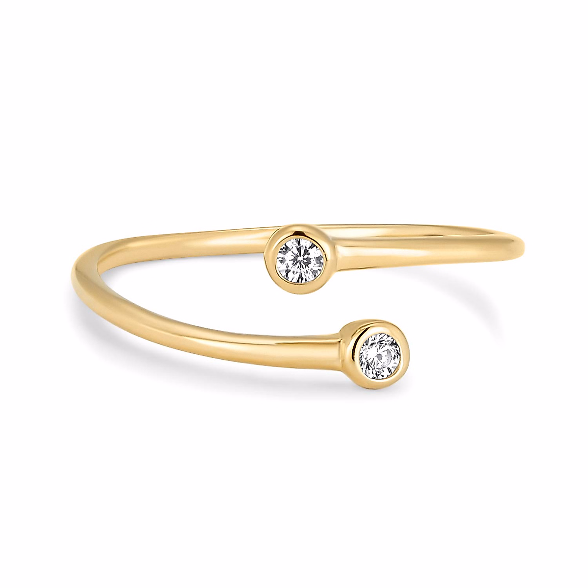 14k Gold Plated Sterling Silver Dainty Twin Circles Ring Band