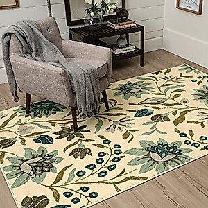 Mohawk Home Floral Nylon Area Rug, 5' x 8', Clarita Blue