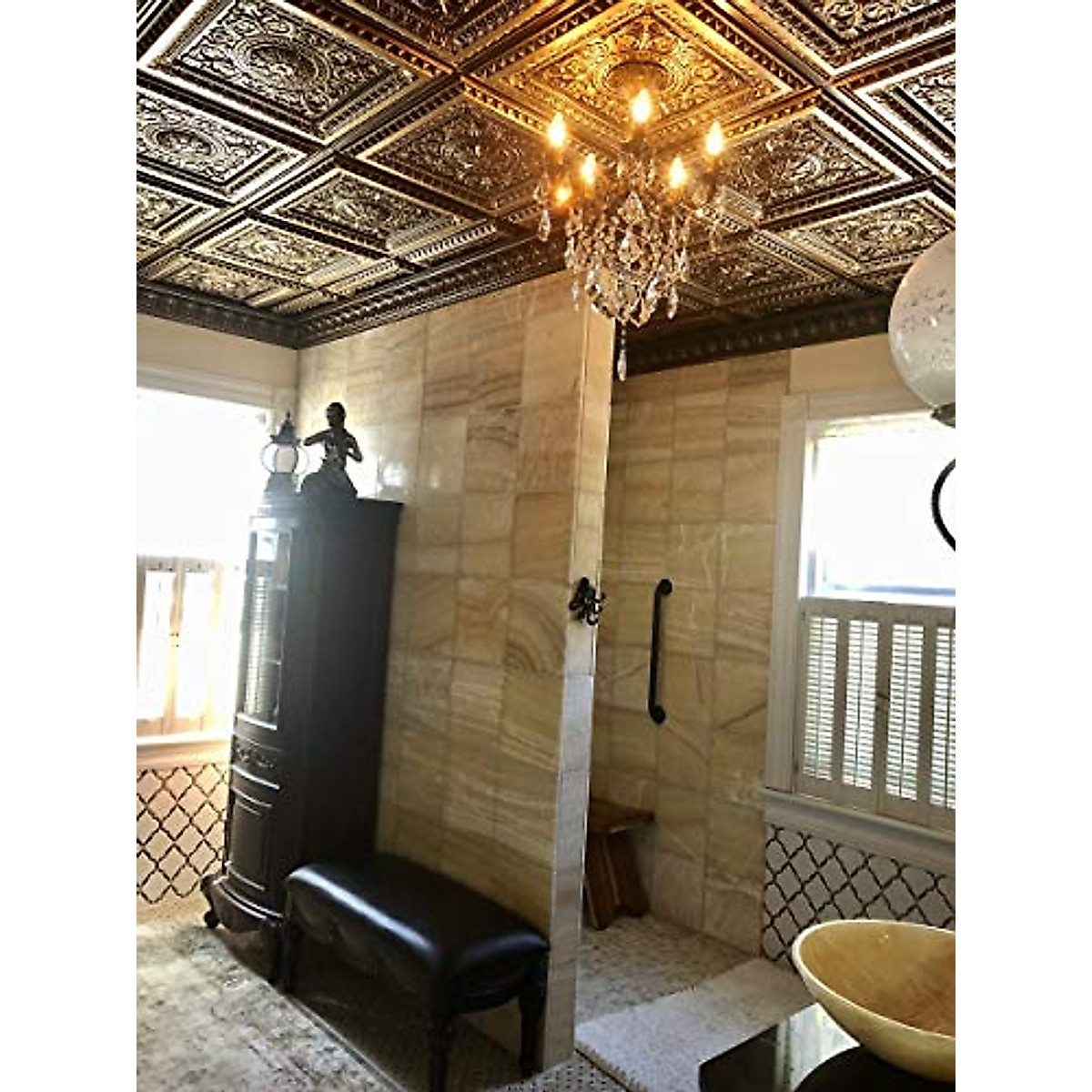 La Scala-Faux Tin Ceiling Tile - Antique Copper 25-Pack