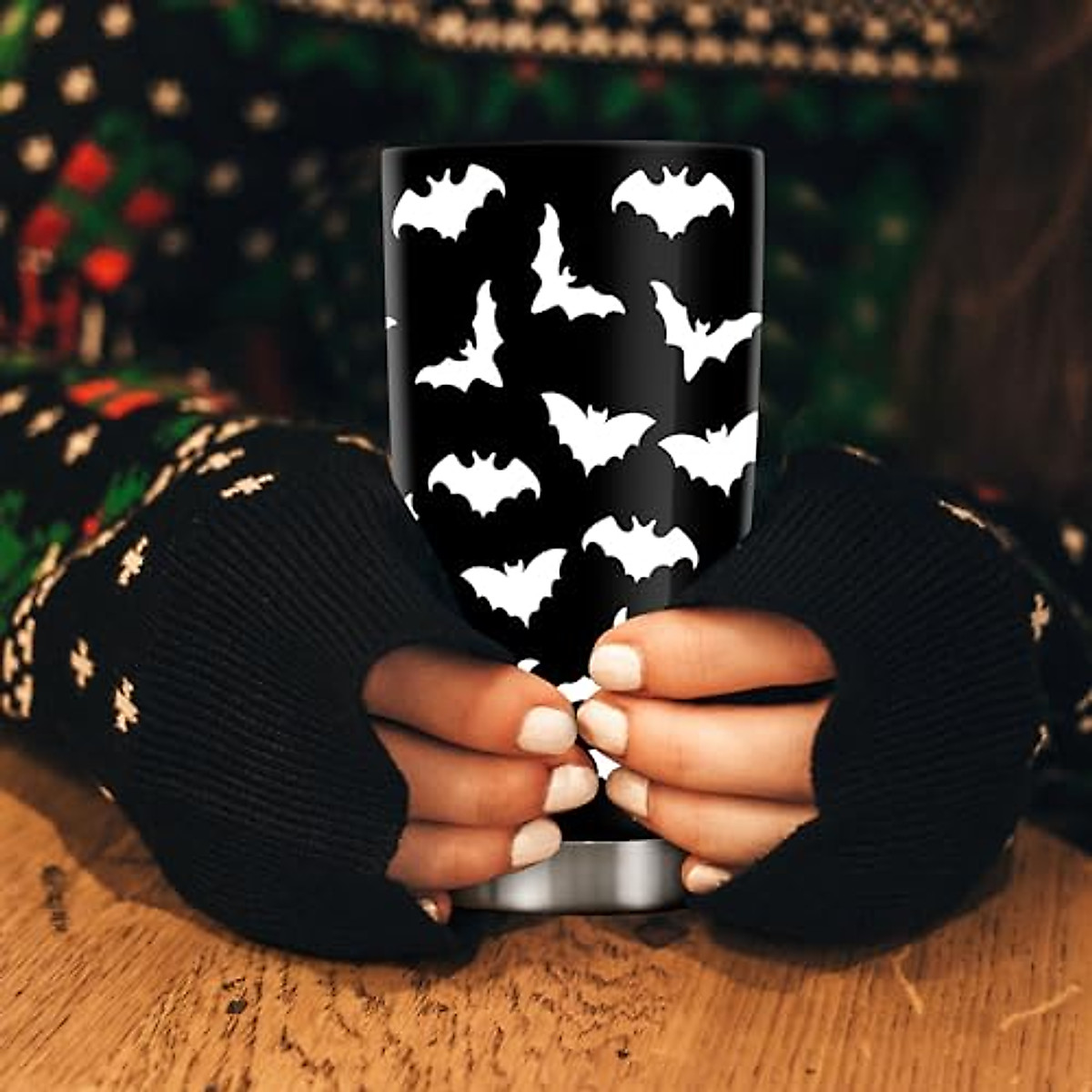 KERAOO Halloween Tumbler 20oz, Horror Tumbler, Gift for Men Women, Halloween Mug, Halloween Cup, Halloween Decoration (Bats), 6.89 inches x 3.42 inches x 2.87 inches