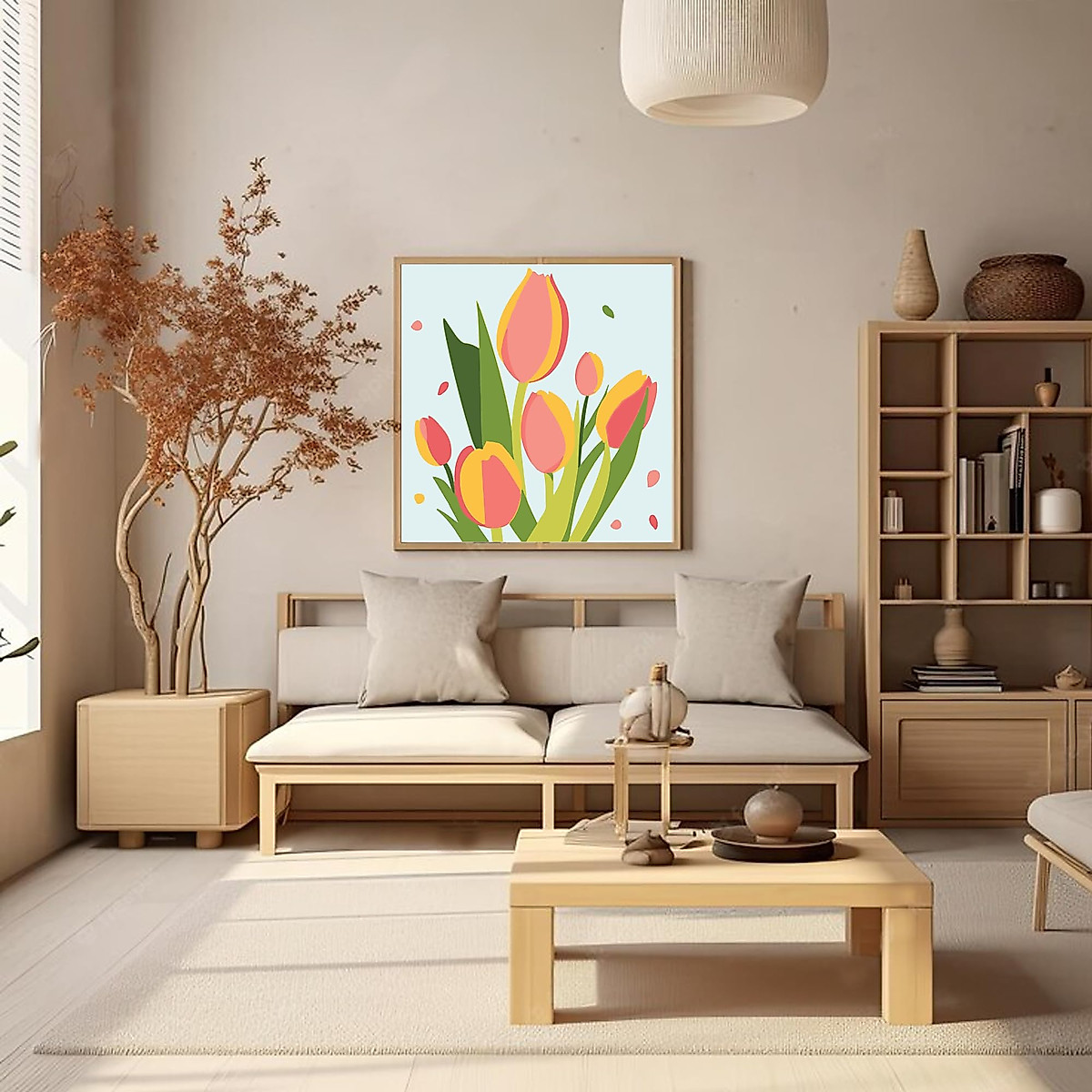 cupmod 2 Pack Framed Paint by Number for Kids,Easy Flower Painting Paint by Numbers Kits on Canvas,DIY Acrylic Oil Painting for Home Wall Decor(8x8inch)