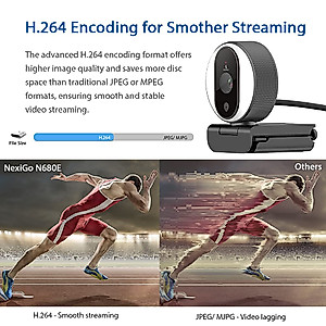 NexiGo N680E 1080P Webcam with Ring Light, Privacy Cover and Dual Microphone, Advanced Auto-Focus, Adjustable Brightness, Streaming Web Camera for Zoom Skype Facetime, PC Mac Laptop Desktop