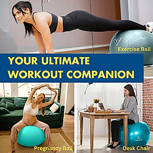 ProBody Pilates Ball Yoga Ball Exercise Ball, Balance Ball or Pregnancy Ball for Stability, Yoga Ball Chair, Therapy Ball Workout Ball or Birthing Ball for Pregnancy (Slate, 55 cm)