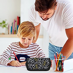 Bike Bicycles Pattern Large Capacity Pencil Case Multi-Slot Pencil Bag Portable Pen Storage Pouch with Zipper