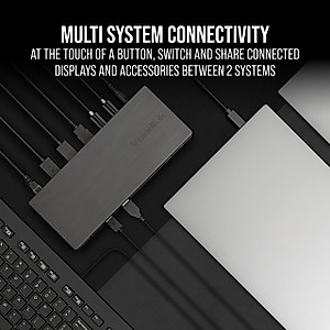 VisionTek VT4950 USB C KVM Docking Station - 1x HDMI, 2x DP, 4x USB, 1x USB-C, Audio, Ethernet, 100W PD to Each Host for Windows/MacOS