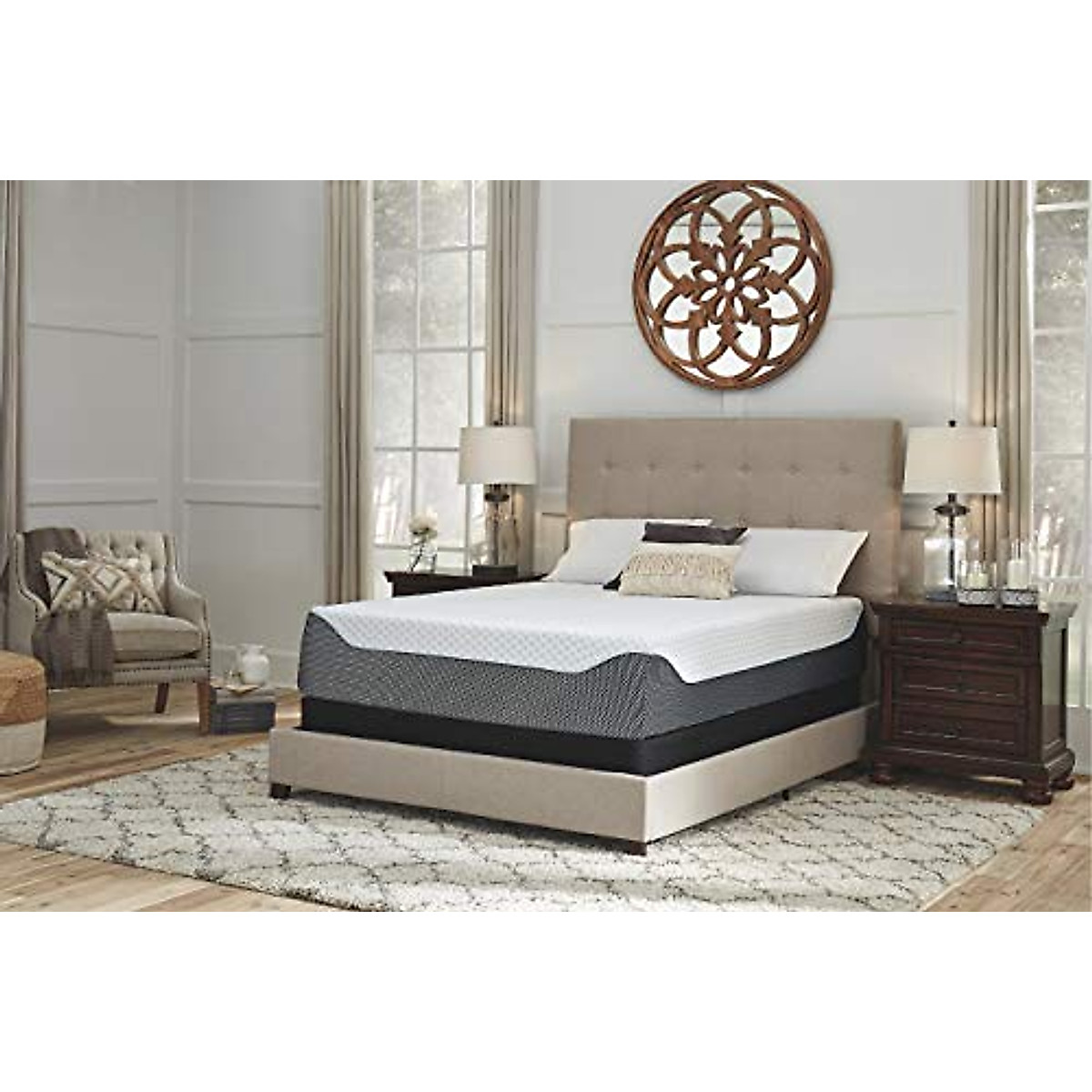 Signature Design by Ashley 14 Inch Elite Plush Mattress, Green Tea & Charcoal Infused Gel Memory Foam, California King