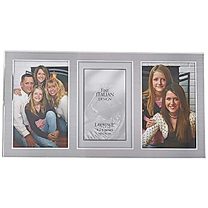 Lawrence Frames 2-Tone Triple Opening Panel Picture Frame, 4 by 6-Inch, Brushed Silver Metal and Shiny Metal