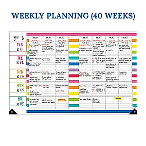 Schoolgirl Style Hello Sunshine Teacher Planner, 8" x 11" Undated Teacher Planner With Planner Stickers, Rainbow Teacher Planners and Lesson Planner for Classroom Organization and Rainbow Décor