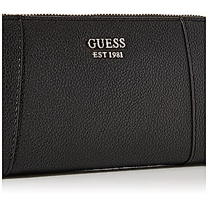 GUESS womens Naya Large Zip Around Wallet, Black, One Size US