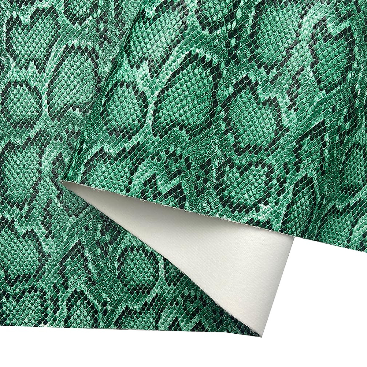 12"x54" Snake Patterned PU Faux Leather,Embossed Snake Textured Faux Synthetic Leather Fabric for Home Decoration DIY Sewing Clothes Project Bows Earrings Making Craft Green