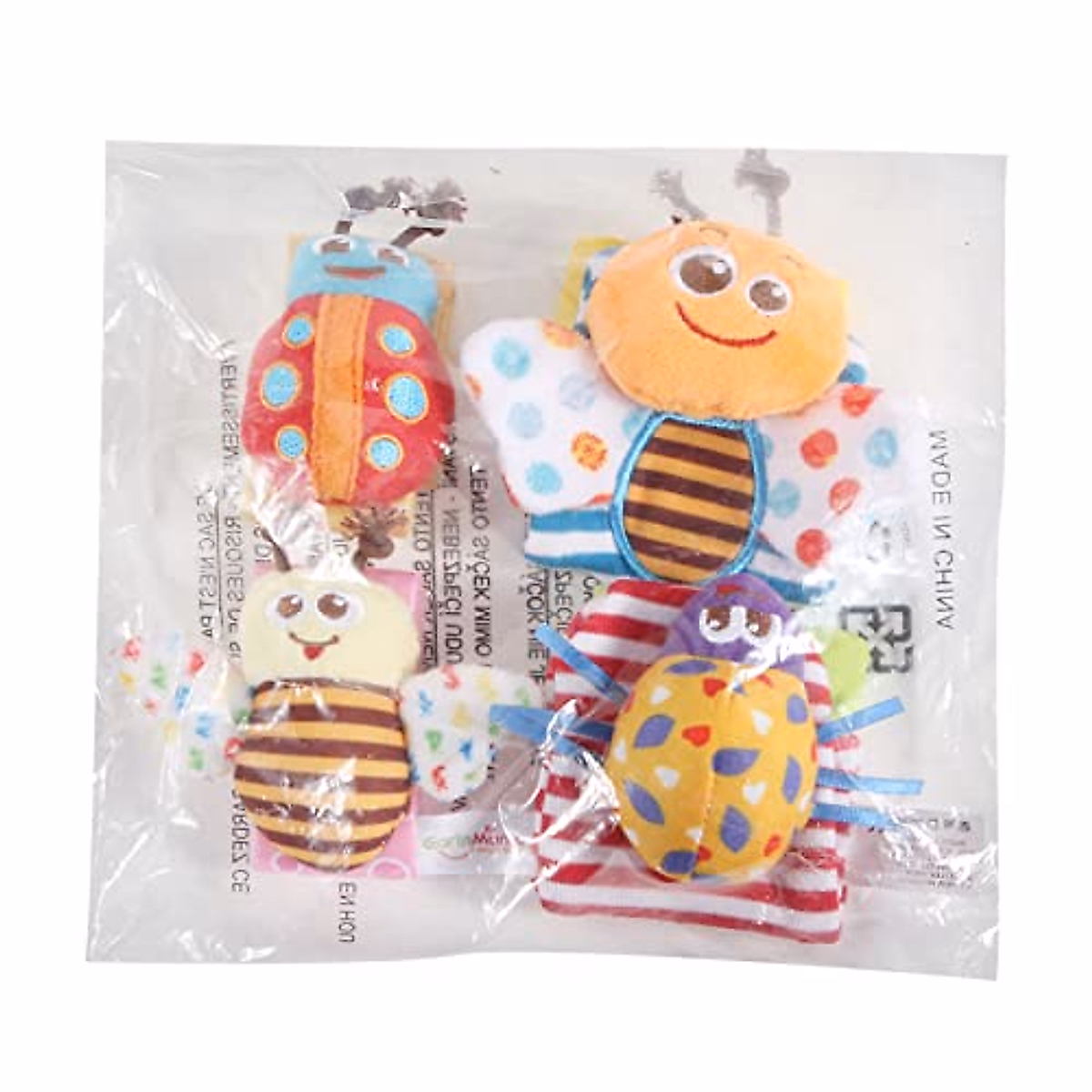 PHREKUDA Sock & Wrist Rattles Toy Set for Babies, Plush Stuffed Rattles for Baby, Rattles for Babies, Rattle for Baby, Newborn Gifts for Boys Girls Infant (4 in 1)