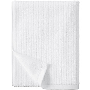 Amazon Aware 100% Organic Cotton Ribbed Bath Towels - Hand Towels, 4-Pack, White