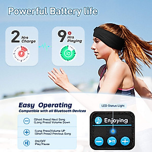 Navly Sleep Headphones Bluetooth Headband, Wireless Headband Headphones Headsets with Thin Speakers, Sleep Earbuds, Sleeping Headphones for Workout Running Yoga Sports Gift for Men Women