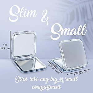 MIRRORVANA Small Compact 15X Magnifying Mirror for Travel - Handheld, Foldable & Lightweight - Mini Pocket-Sized Magnified Mirror for Purse - Square 3.3” x 3.3”