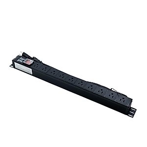 Raising Electronics 1U Rack Mount Distribution Power Unit-10 Outlet 15A PDU with Switch