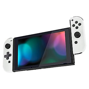 eXtremeRate Soft Touch Grip Back Plate for Nintendo Switch Console, NS Joycon Housing Shell (D-Pad Version) with Full Set Buttons, DIY Replacement Shell for Nintendo Switch - White