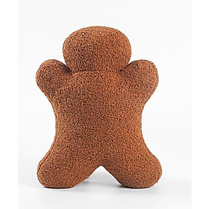 DALIYREPAL Moptrek Christmas Decoration Cute Plush Sherpa Gingerbread Man Cushion Pillow with Filling Soft Garden Sculpture Outdoor Decoration