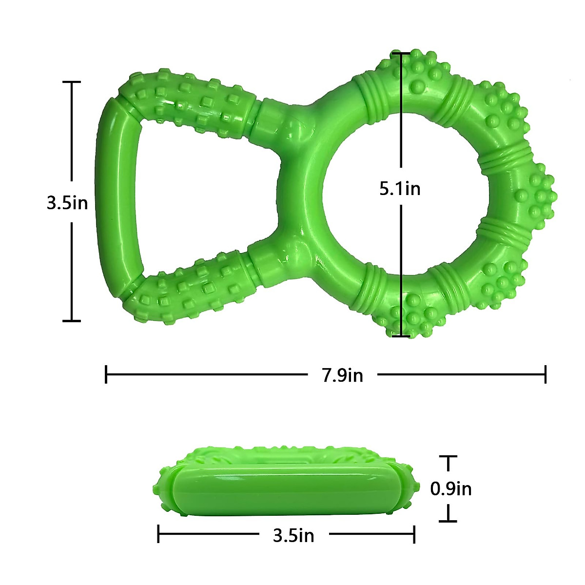 KITIVIALA Tug of War Dog Toy, Interactive Dog Pull Toys, Adult and Puppy Teething Toy, Tough Chew Toy for Small Medium Large Dogs, Rubber, Lightweight, Comfortable Grip (Green)