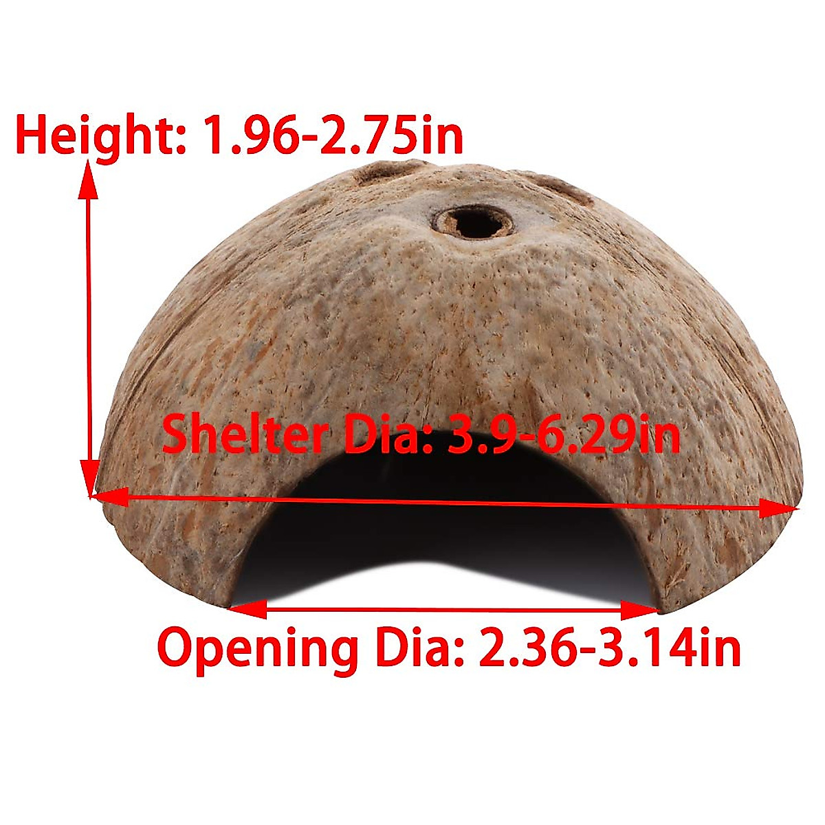 DQITJ 3 Pack Hermit Crab Hideout, Natural Coconut Shells Hut for Spider Hermit Crab Gecko Turtle Small Reptile Fish Tank Aquarium