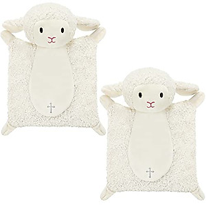 Panelee 2 Pcs Baptism Gifts Baby Blessings Lamb Security Blanket for First Communion, Christening, Baby Baptism Gifts Baby Showers