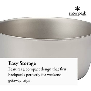 Snow Peak Titanium Trek Bowl - Ultralight & Sturdy Titanium Bowl - Durable & Compact Cookware for Camping, Hiking, or Backpacking Trips - 13 cm