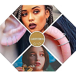 Small Twist Huggie Hoop Earrings for Women Girls, Sterling Silver Piercings Hoop Ring for Cartilage Nose Helix Conch Tragus 20 Gauge, 7mm