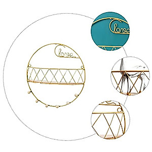 GETAJGHSD 1pc Wall Shelf Mounted Heart Shelf Wall Mount Clothing -Mounted Basket Farmhouse Display Shelf Wire Coat Hangers Wall-Mounted Storage Baskets Gold Shower Hanging Wooden