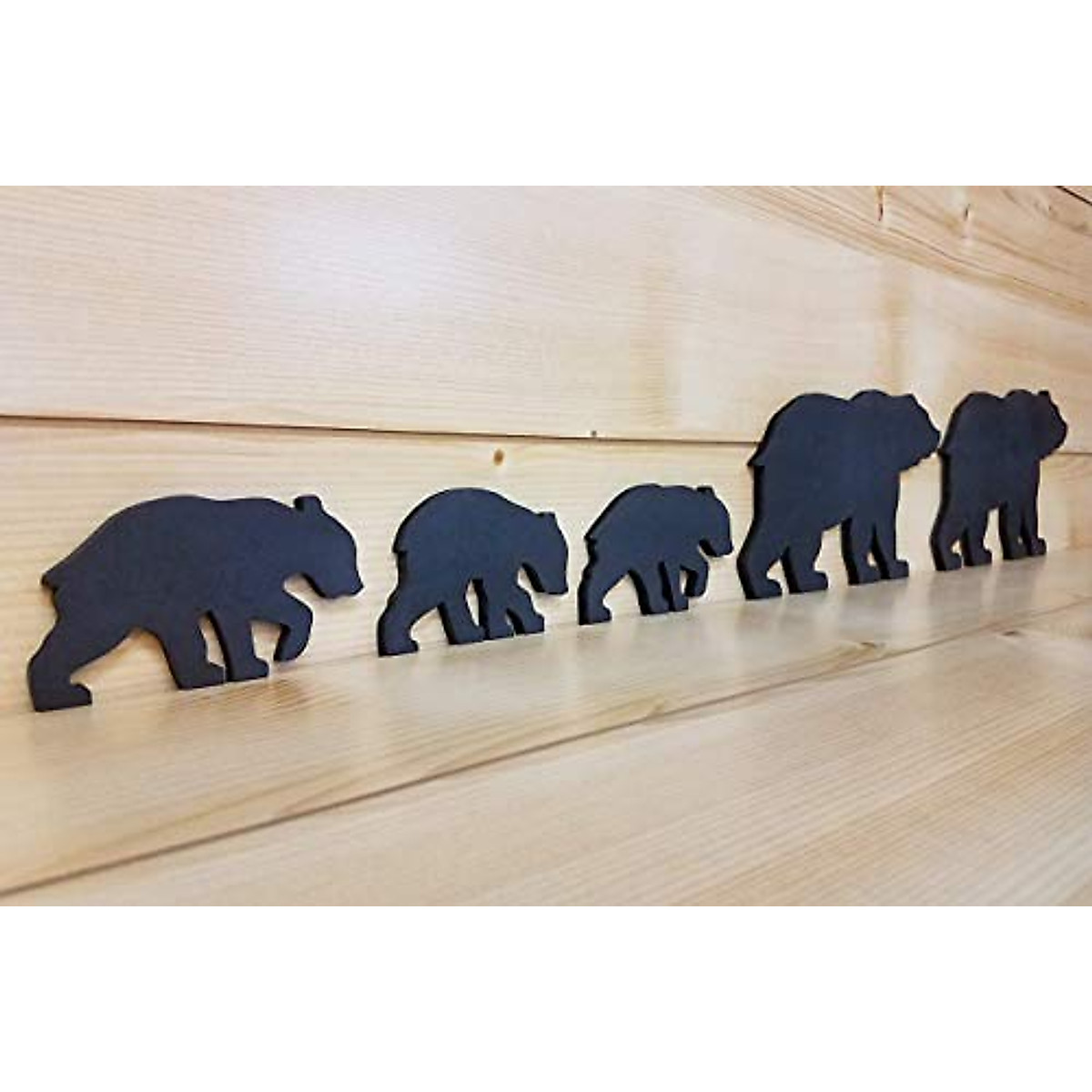 Black Bear Family - Bear Wall Art - Bear Woodwork - Wooden Bear Silhouette - Bear Family Art - Bear Family of 5 - Animal Art