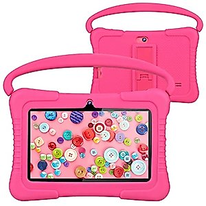 FOREN-TEK Kids Tablet, K88 7 Inch Android 10 Tablet for Kids, 2GB RAM +64GB ROM, Kid Mode Pre-Installed, WiFi Android Tablet, Kid-Proof Case (Pink)