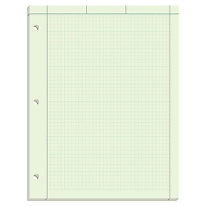 TOPS Engineering Computation Pad, 8-1/2" x 11", Glue Top, 5 x 5 Graph Rule on Back, Green Tint Paper, 3-Hole Punched, 100 Sheets (35500)