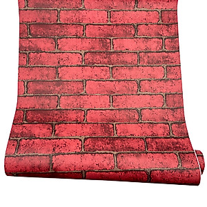 Yifely Red Brick Self Adhesive Shelf Drawer Liner Door Sticker Rural Wall Covering Paper Easy to Install 17.7inch by 9.8 Feet