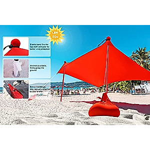 ABCCANOPY Beach Portable Sun Shelter for Beach, Camping Trips (7x7 FT, Red)