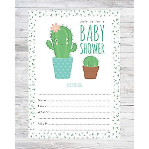 Cactus Gender Neutral 5x7 Baby Shower Invitations - 24 invites and 24 White envelopes