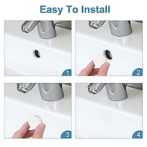 uxcell 4pcs Sink Overflow Rings, Bathroom Kitchen Basin Trim Bath Sink Hole Round Semi-Open Hole Silicone Overflow Drain Cover Insert in Hole (White)
