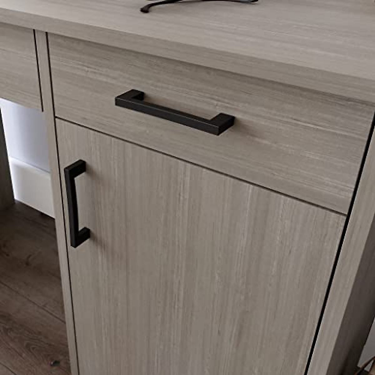 Sauder Beginnings Desk, L: 46.81" x W: 18.50" x H: 29.96", Silver Sycamore Finish