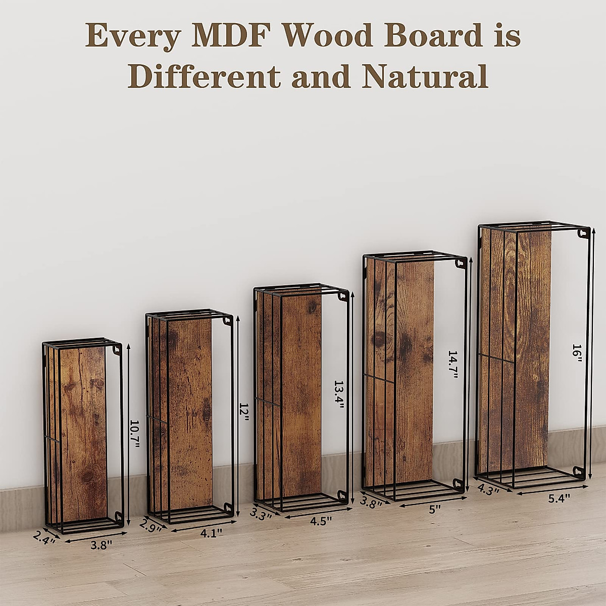 CRUGLA Floating Wall Shelves Set of 5, Wall Mounted Bathroom Shelves, Hanging Storage Shelf for Bathroom, Kitchen, Bedroom, Living Room