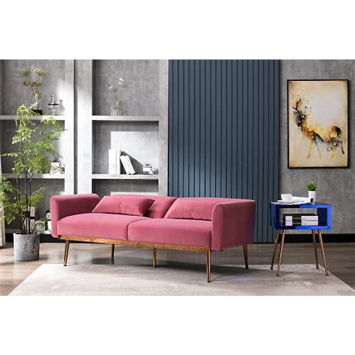 SZLIZCCC 68“-Button Velvet Sofa, Accent Sofa, Mid Century Modern Velvet Fabric Couch， Convertible Futon Sofa Bed ，Sleeper Sofa Sofa Bed (Carmine)