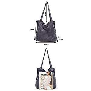 Ulisty Women Large Capacity Corduroy Tote Bag Casual Shoulder Bag Fashion Handbag Shopping Bag Daily Bag green