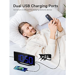 Loud Digital Alarm Clock for Bedroom,Bedside Dual Alarm Clock for Heavy Sleepers Adult Teen with USB Charger,Desk Clock with 8.7"Large LED Display,Battery Backup,7-Level Brightness&Volume,Snooze,DST