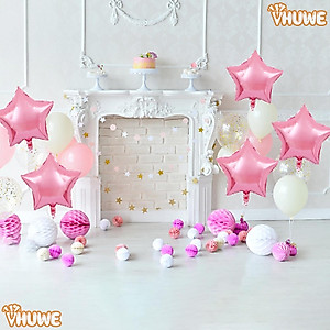 Pink Star Balloons 18 Inch, 10 Pcs Candy Pink Star Shaped Mylar Helium Foil Metallic Balloon for Birthday Party Decorations Baby Shower Wedding Anniversary Backdrop Girls Party Supplies