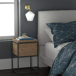 Globe Electric 51614 Raja 1-Light Wall Sconce, Matte Brass, Opal Glass Shade, Bulb Included