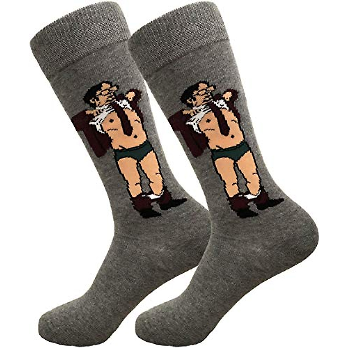 Balanced Co. Dwight Schrute Are You Wearing a Wire Dress Socks Rainn Wilson Funny Socks Crazy Socks (Dark Gray)