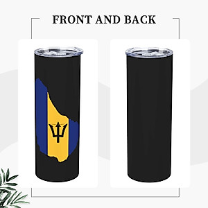 LIICHEES Barbados Terrain Map Stainless Steel Vacuum Insulated Tumbler 20oz Coffee Cups Travel Mug Water Cup with Metal Straw Cleaning Brush