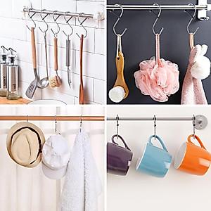 S Hooks, 8Pcs S Hooks for Hanging with Safety Buckle, 3.5 Inch Heavy Duty S Shaped Hooks for Kitchen, Closet