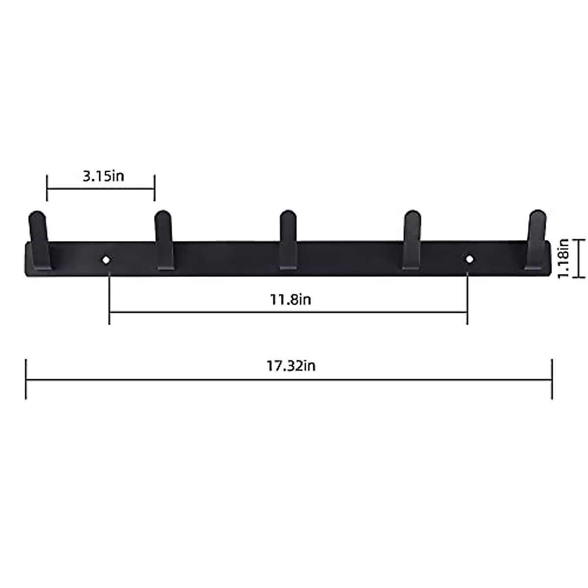 Fecraf Coat Hooks, Wall Mounted Coat Rack, Matte Black, Wall Hangers, Coat Rack with 5 Hooks for Bathroom Entryway Hat Key Towel Bag Kids. (5 Hooks)