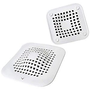 Hair Catcher Shower Drain - 2 Pack Soft Silicone Cover Trap Protector C9001 - for Bathroom Bathtub and Kitchen Sink Strainer