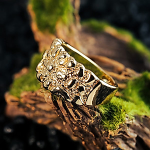 Nugget Ring 14k Gold Plated Yellow Pinky Pimp Finger Hip Hop Style For Man or Women Fashion - Size 7-12 (8)