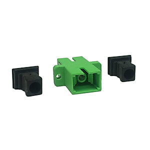 CERRXIAN SC Singlemode Fiber Optic Adapter SC Female to SC Female APC Simplex Single Mode Fiber Optical Coupler Network Internet Connector Adapter with Mount Panel (Green 5-Pack)
